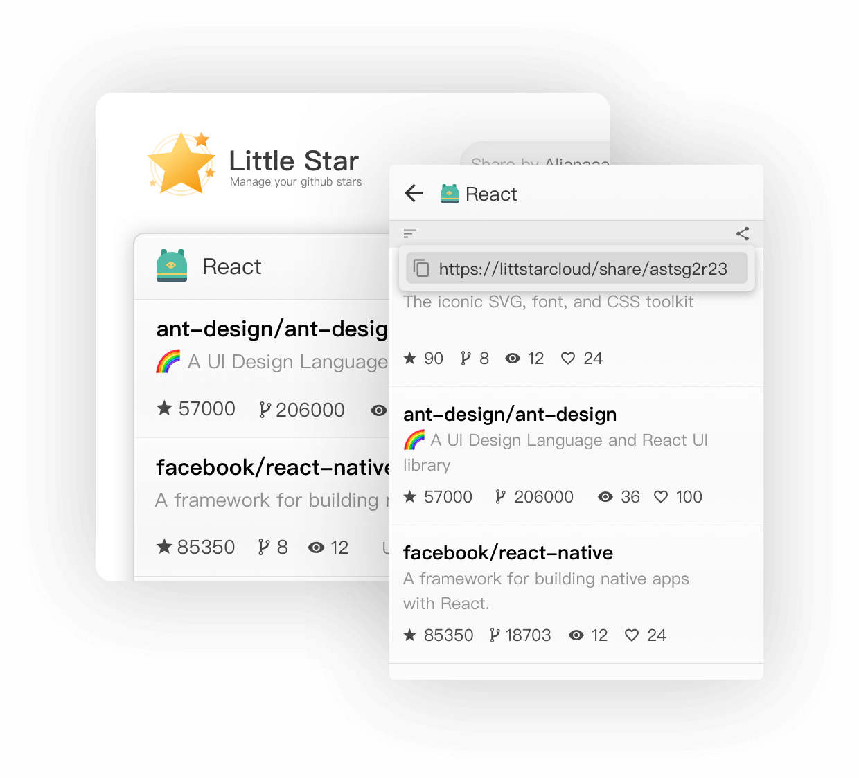 Little Star - Github stars management extension